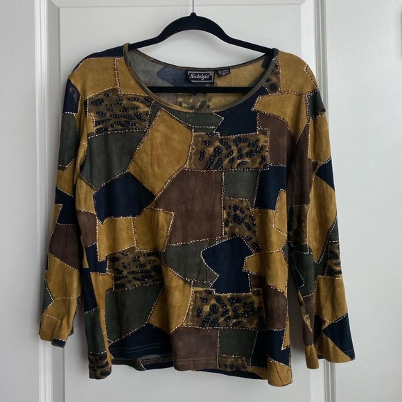 Nostalgia | Tops | Grunge Patch Work Top Y2k | Poshmark